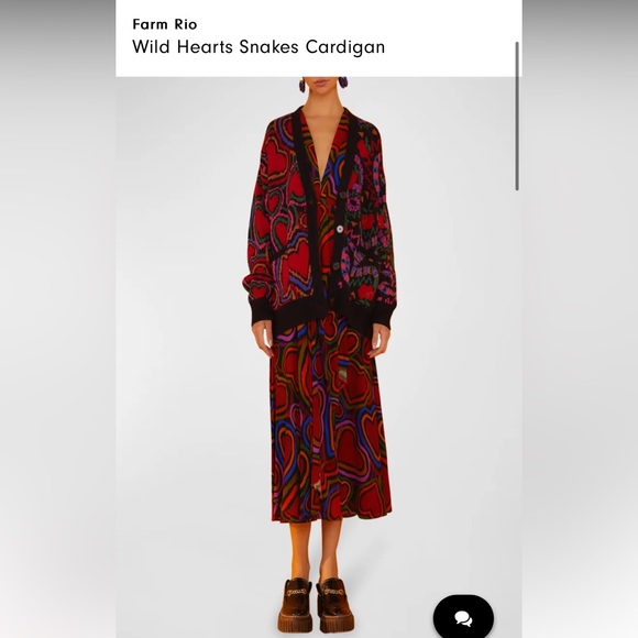 FARM Rio | Sweaters | Farm Rio Wild Hearts Snakes Cardigan Multi Color ...